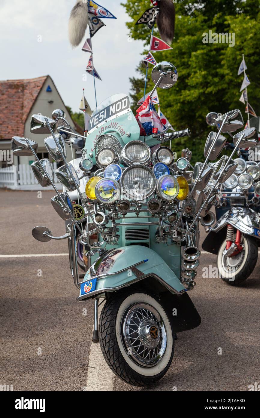 Mods vespa custom scooter covered with mirrors Stock Photo - Alamy