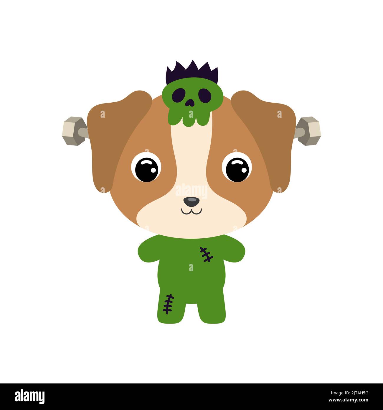 Cute little Halloween dog in a Frankenstein costume. Cartoon animal ...