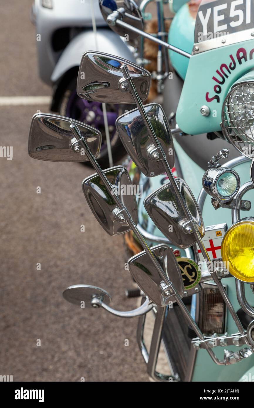 Mods vespa custom scooter covered with mirrors Stock Photo - Alamy