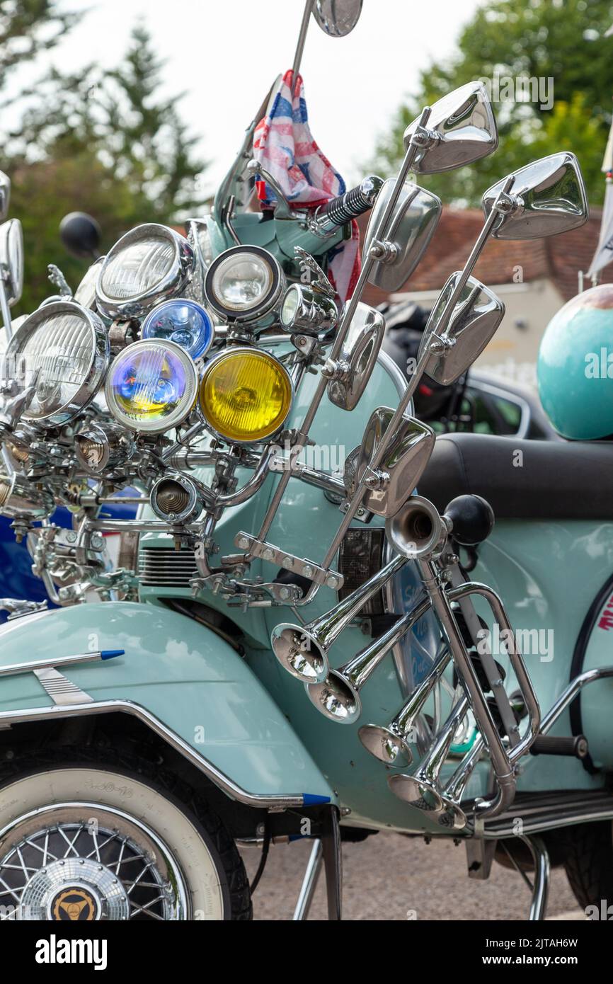 Mods vespa custom scooter covered with mirrors Stock Photo - Alamy