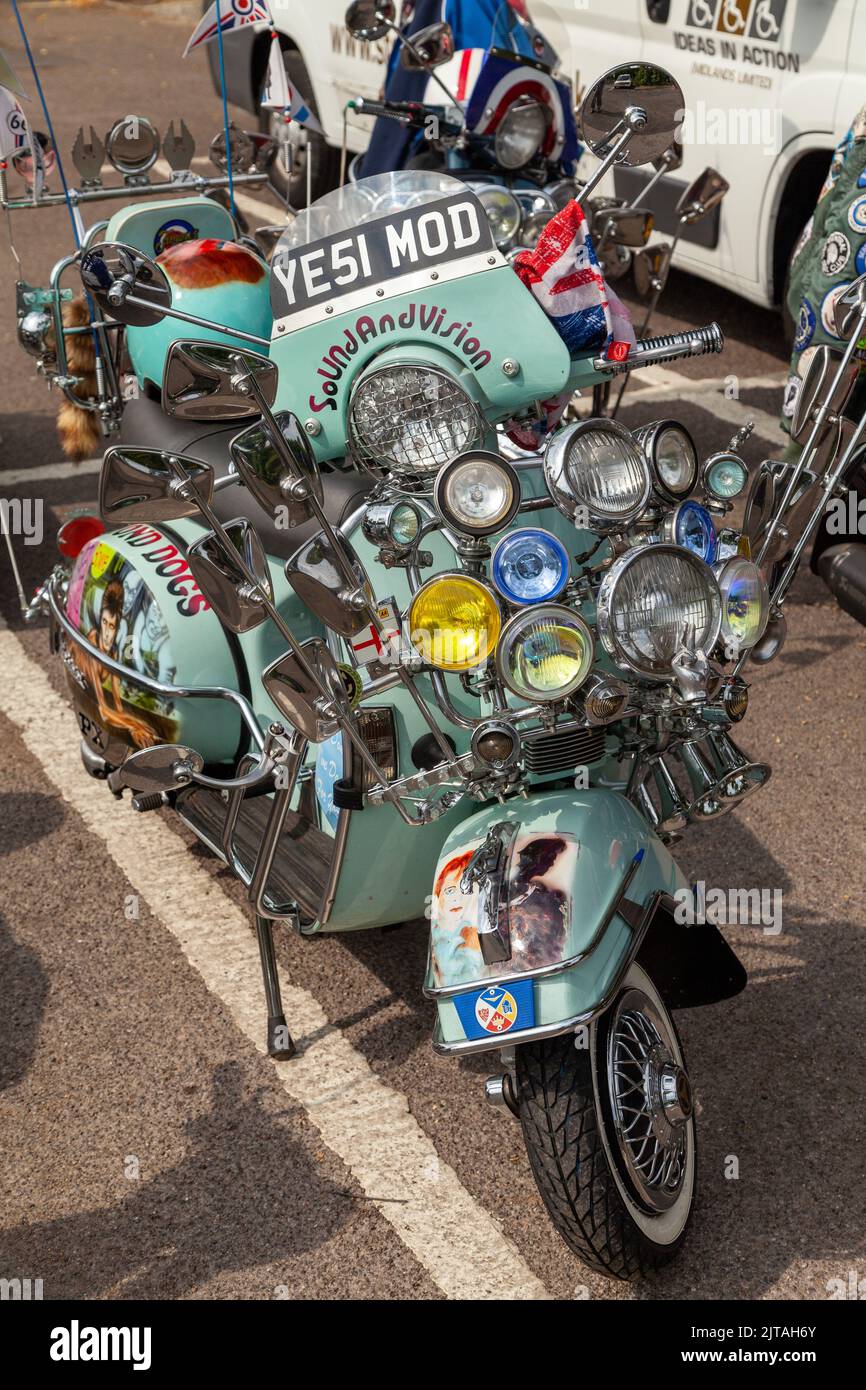 Mods vespa custom scooter covered with mirrors Stock Photo - Alamy
