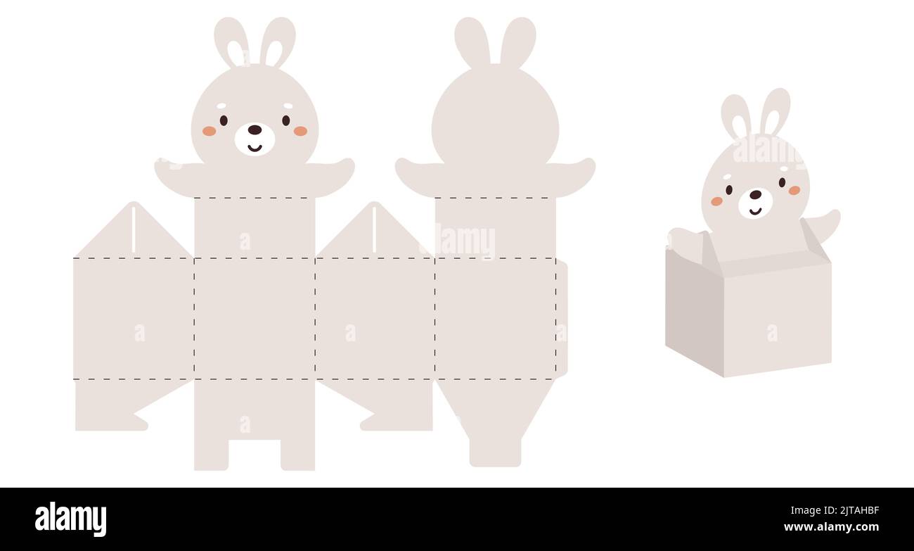 Simple packaging favor box bunny design for sweets, candies, small ...