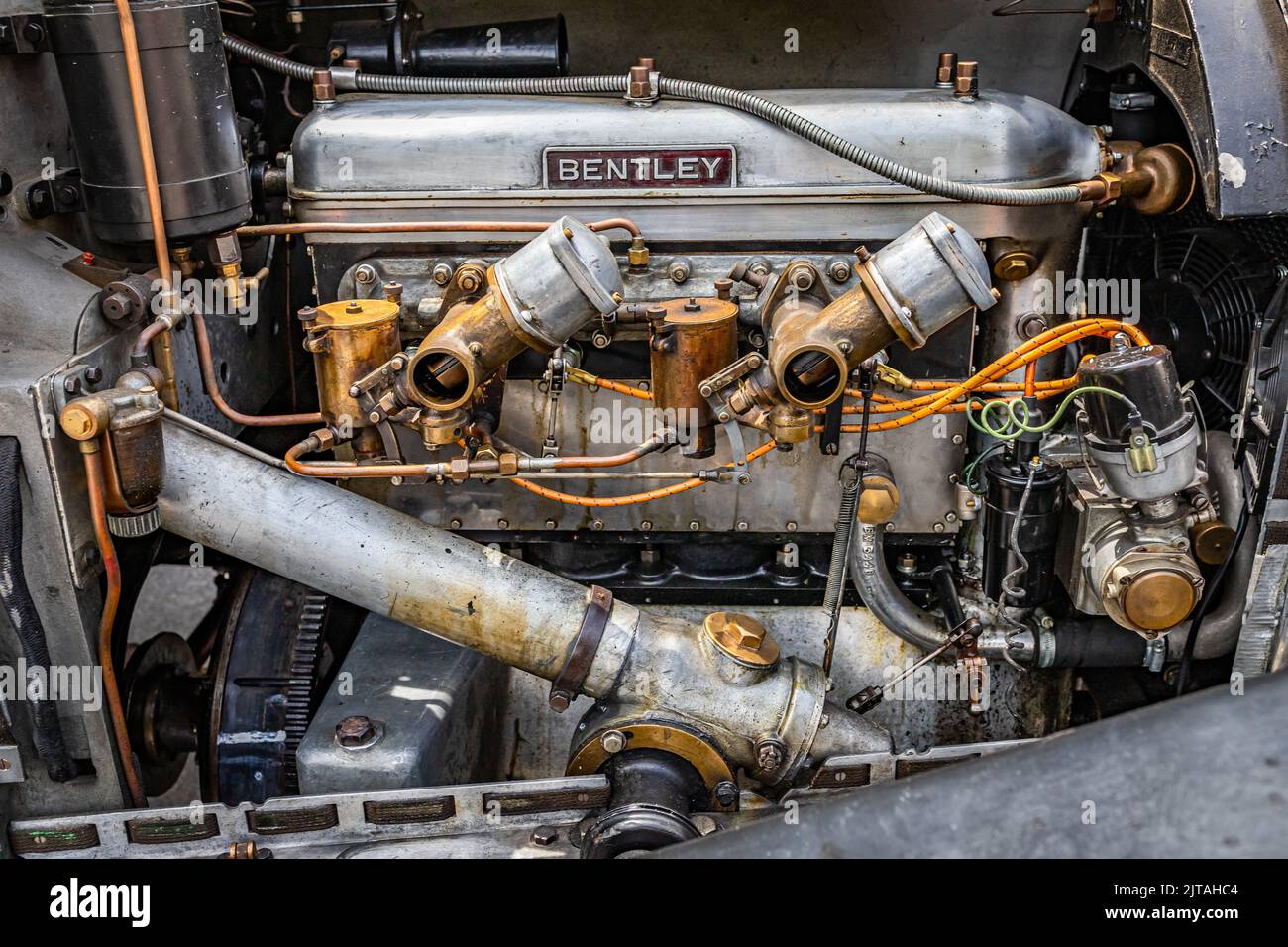 Highlands, NC - June 11, 2022: Close up detail view of interior engine ...