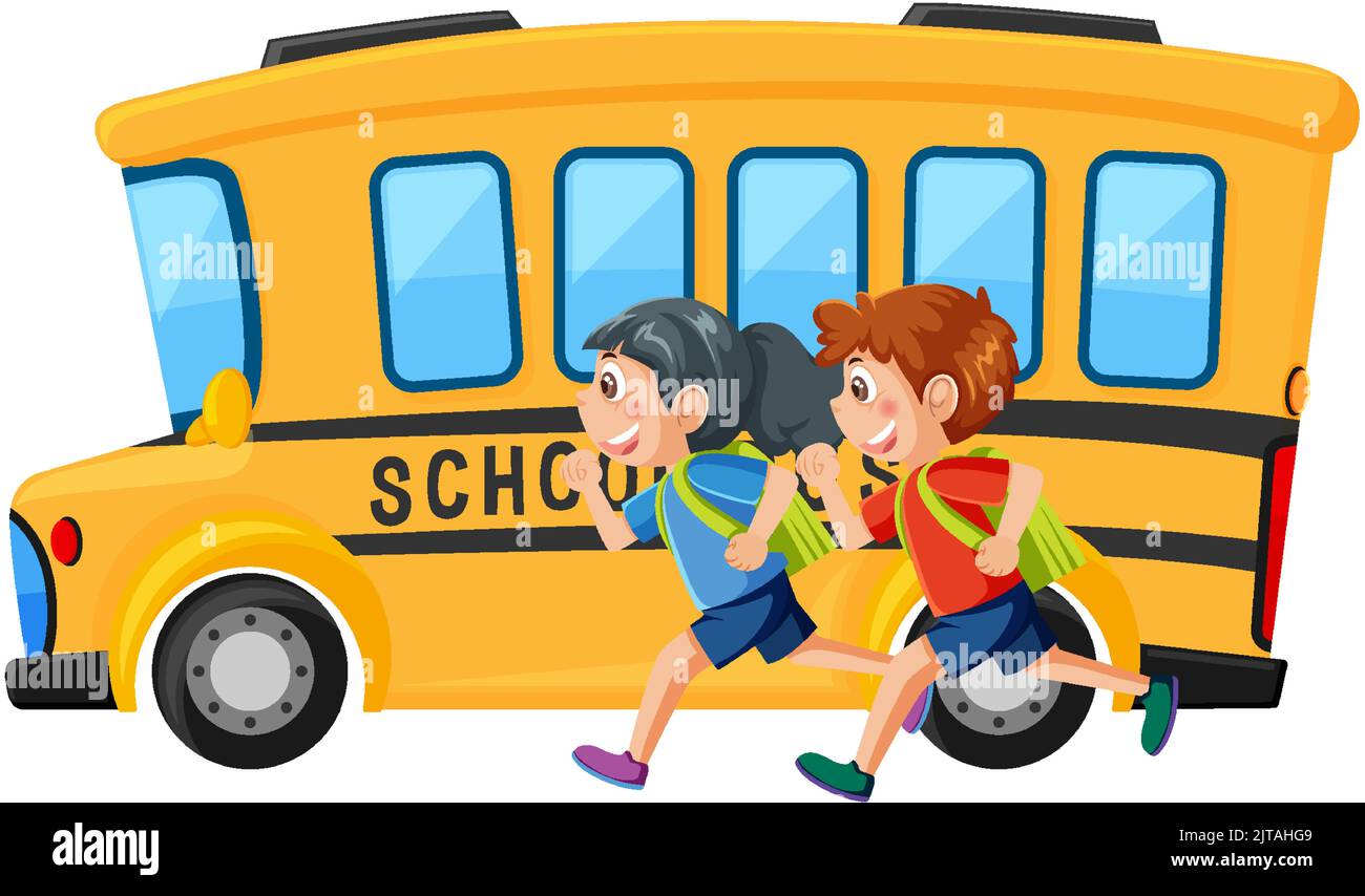 School bus with students cartoon illustration Stock Vector Image & Art - Alamy