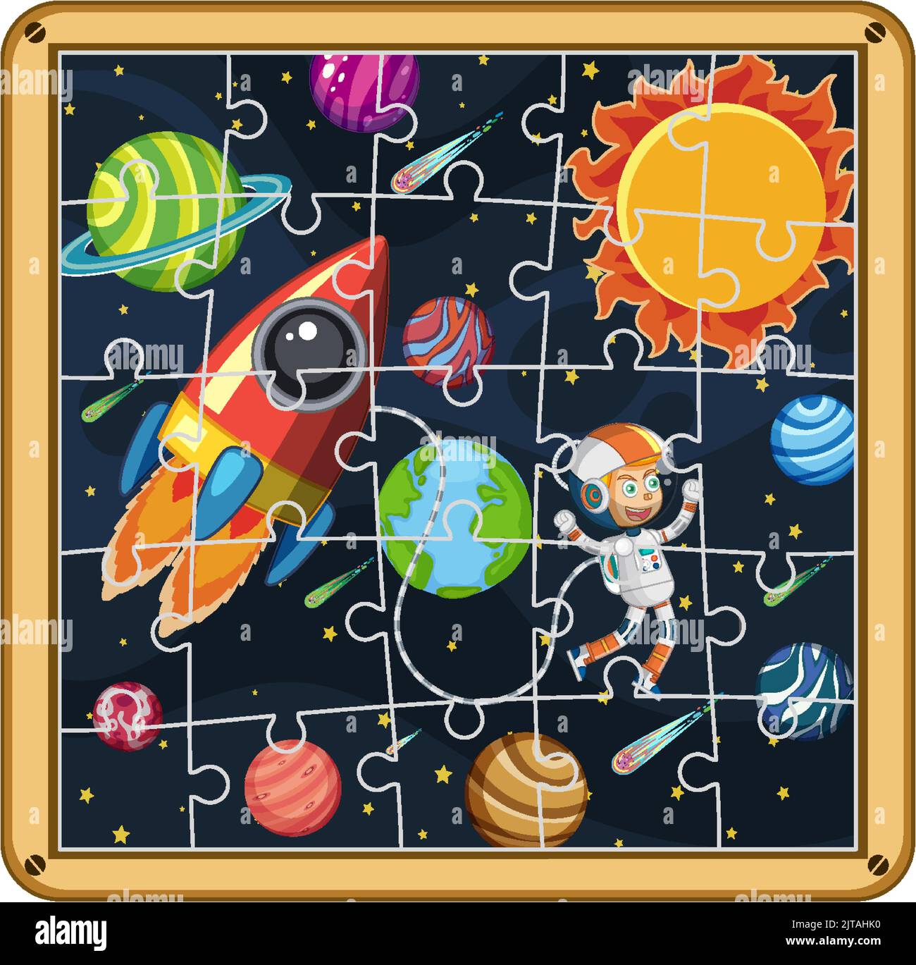 Astronaut in space photo puzzle game template illustration Stock Vector ...