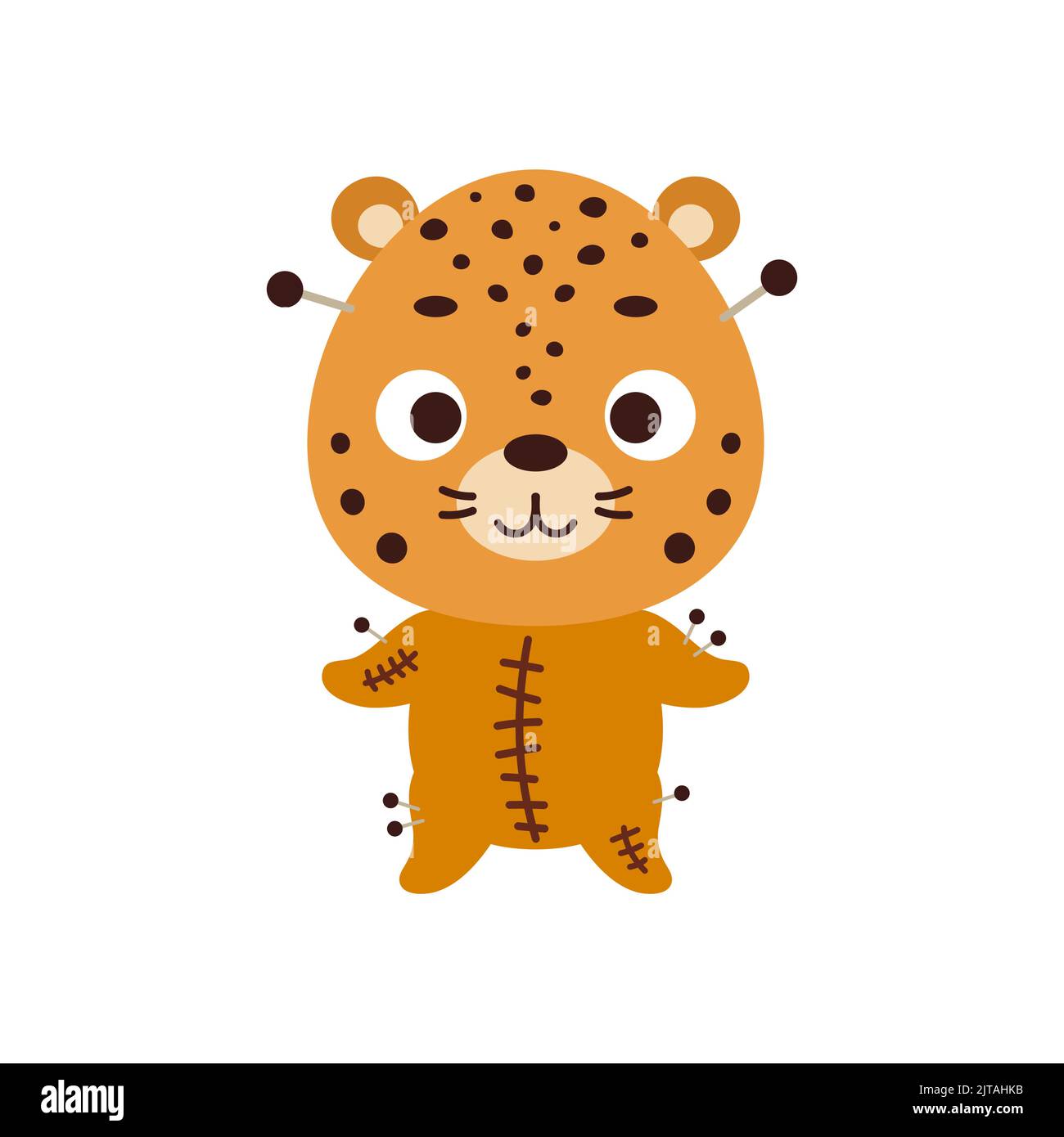 Cute little Halloween cheetah in a voodoo costume. Cartoon animal ...