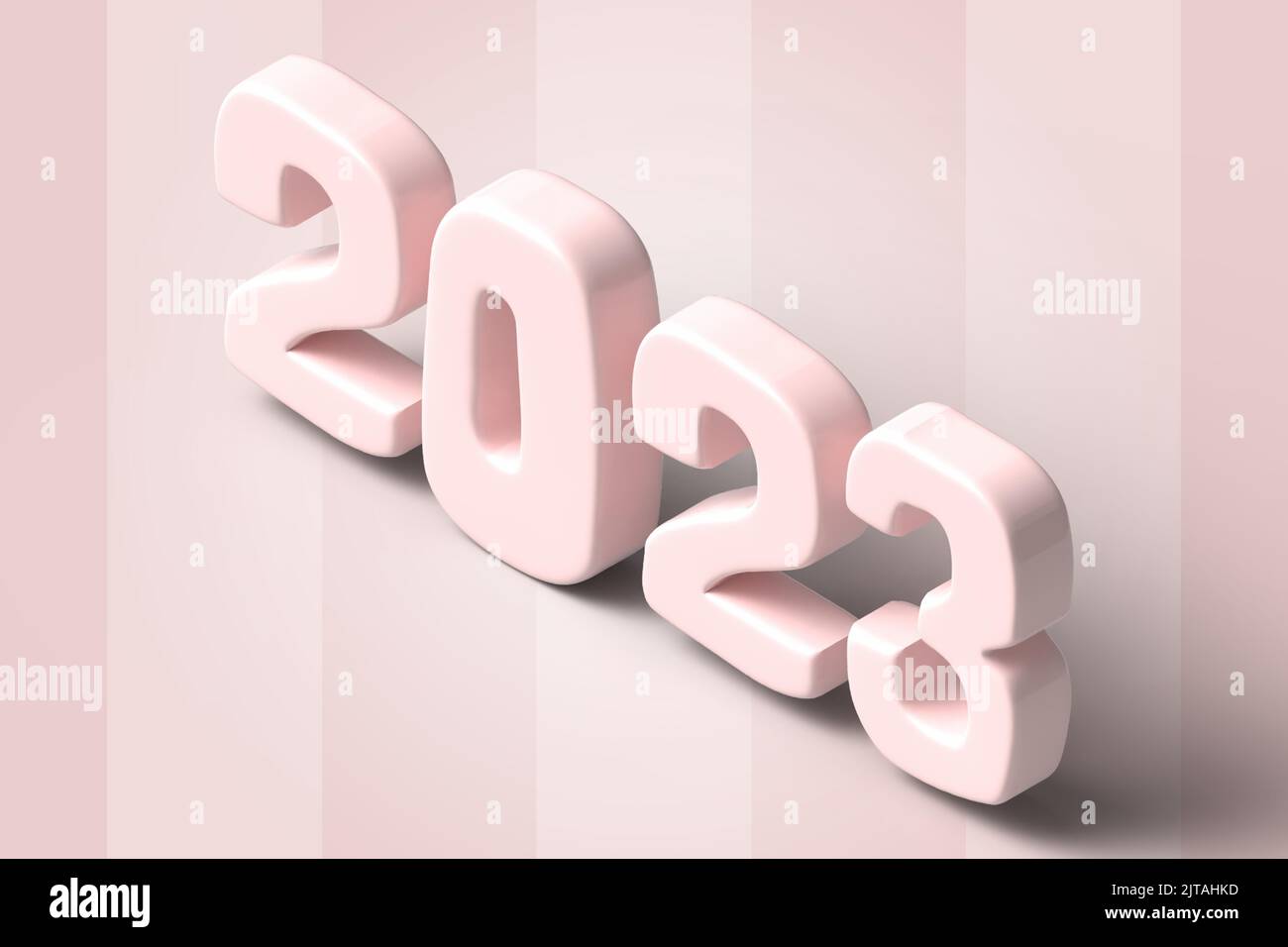 New Year 2023 3d text. Number in cartoon style. 2023 type number scene platforms with pastel ...
