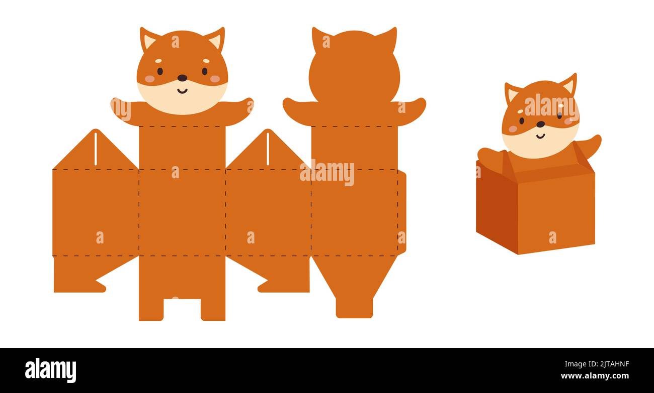 Simple packaging favor box fox design for sweets, candies, small ...