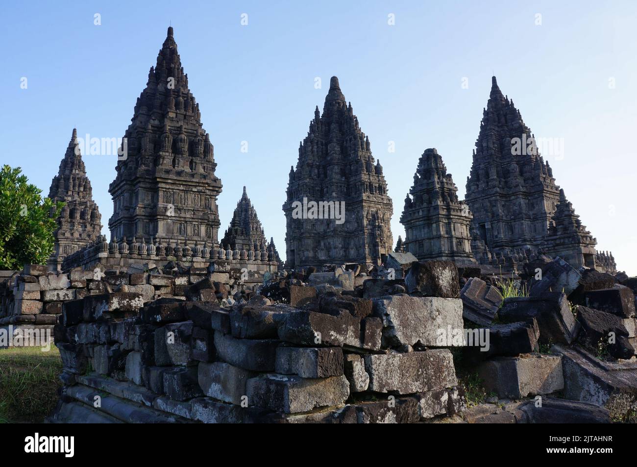 Scenery of the stone ruins and Prambanan temple in Yogyakarta ...