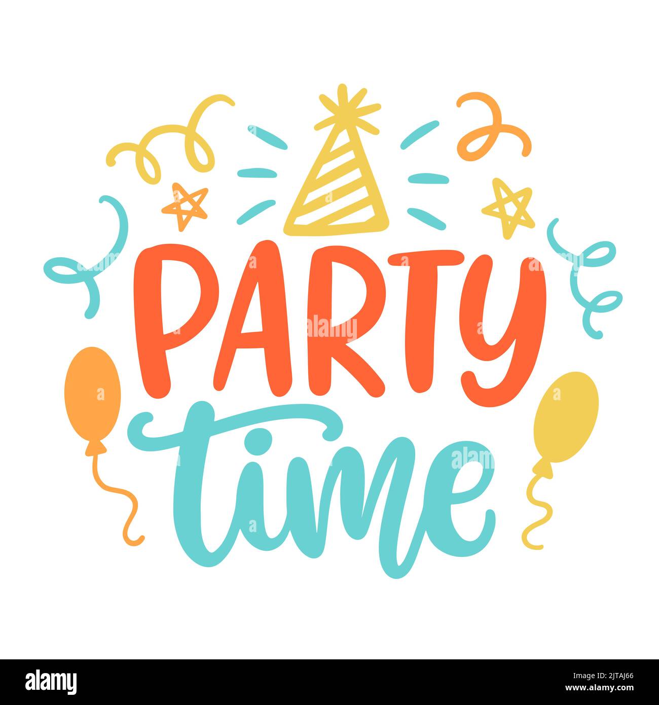 Party time banner. Vector hand written lettering Inscription Stock ...