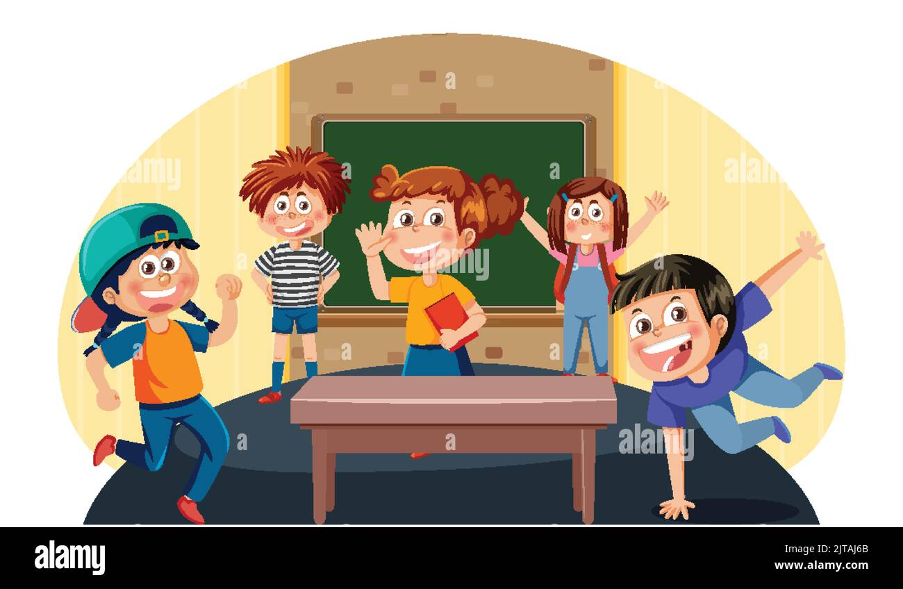 Chalkboard with school kids template illustration Stock Vector Image ...