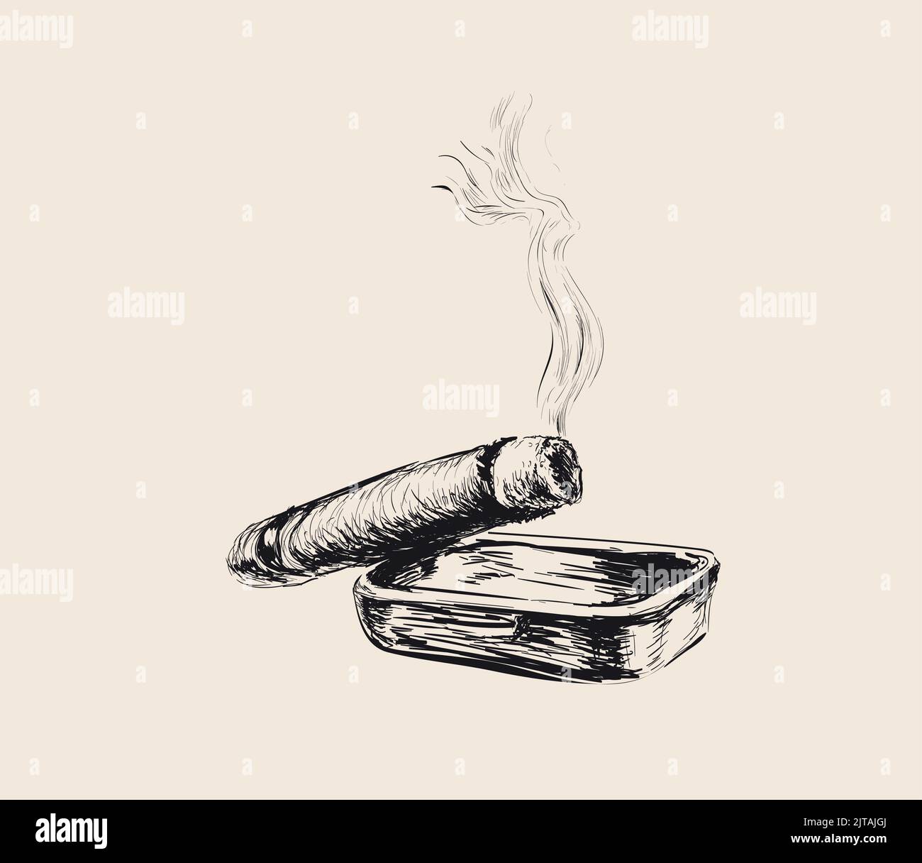 Smoking Cigar With Ashtray Smoking Cigar With Ashtray Stock Vector ...