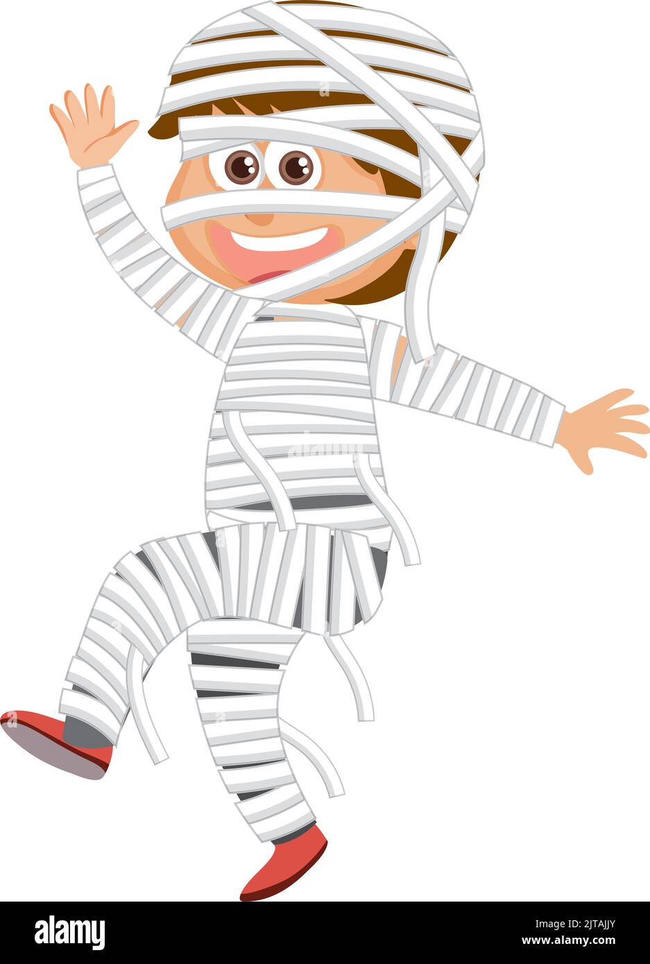 Cute boy cartoon character wearing mummy costume for halloween ...
