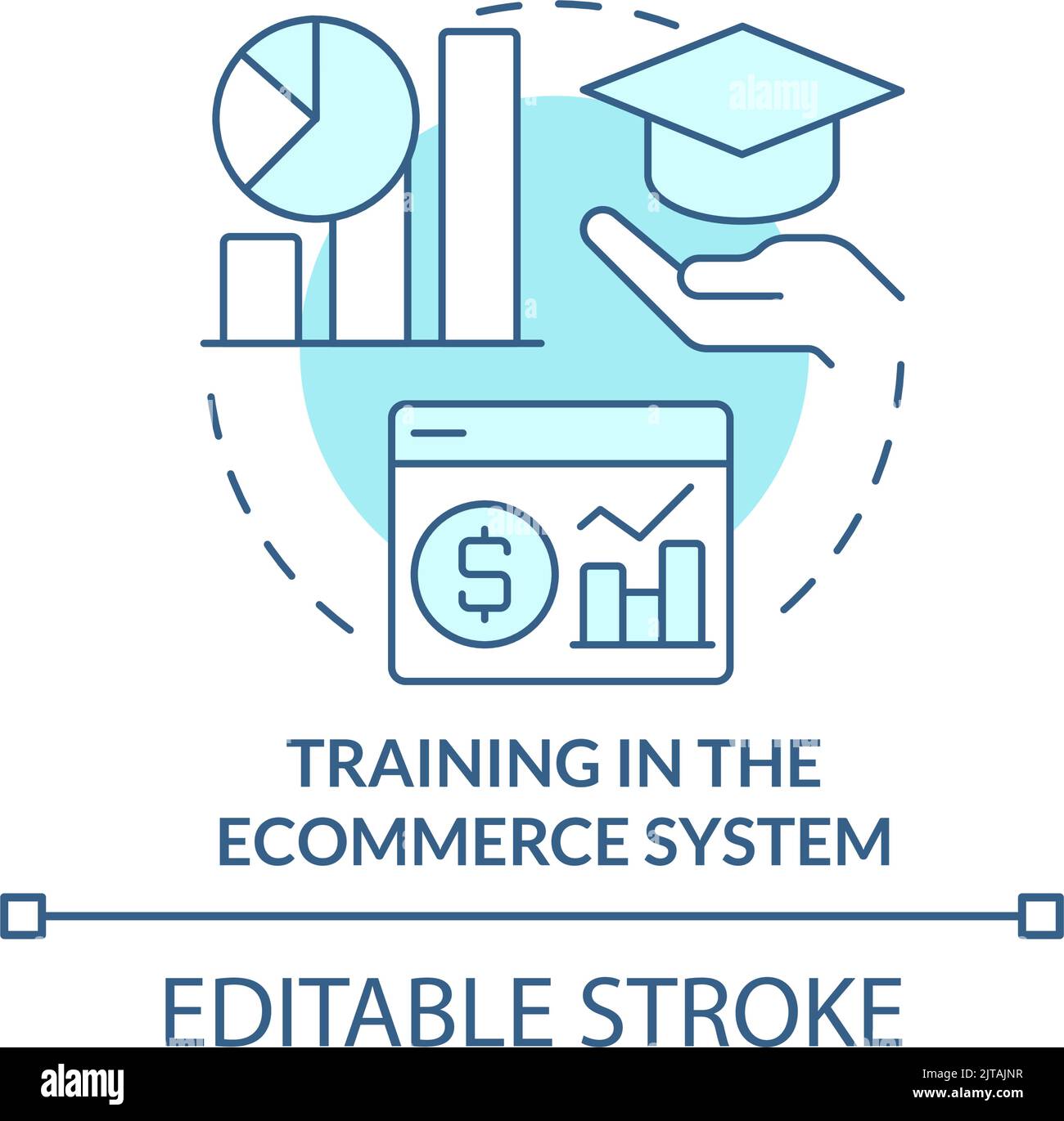 Training in ecommerce system turquoise concept icon Stock Vector Image ...