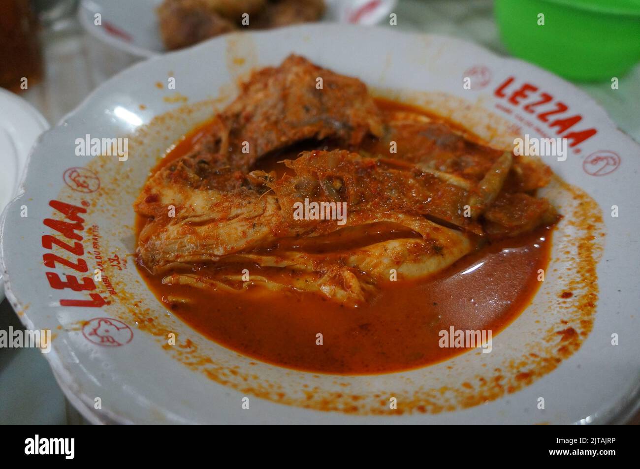 Selective focus of fish curry, local traditional food from Pontianak ...