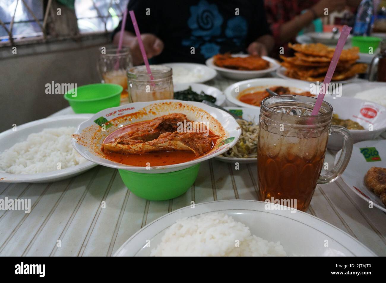 Selective focus of fish curry, local traditional food from Pontianak ...