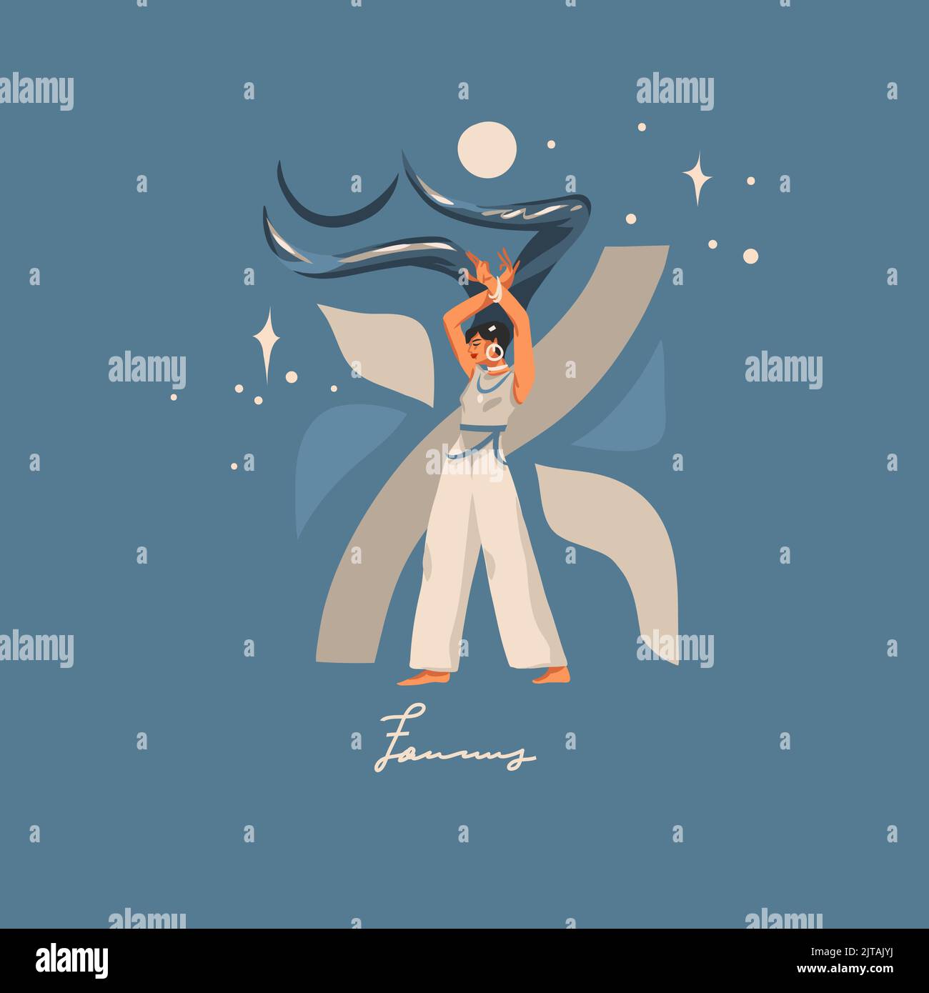 Hand drawn vector abstract graphic astrology illustration with modern ...