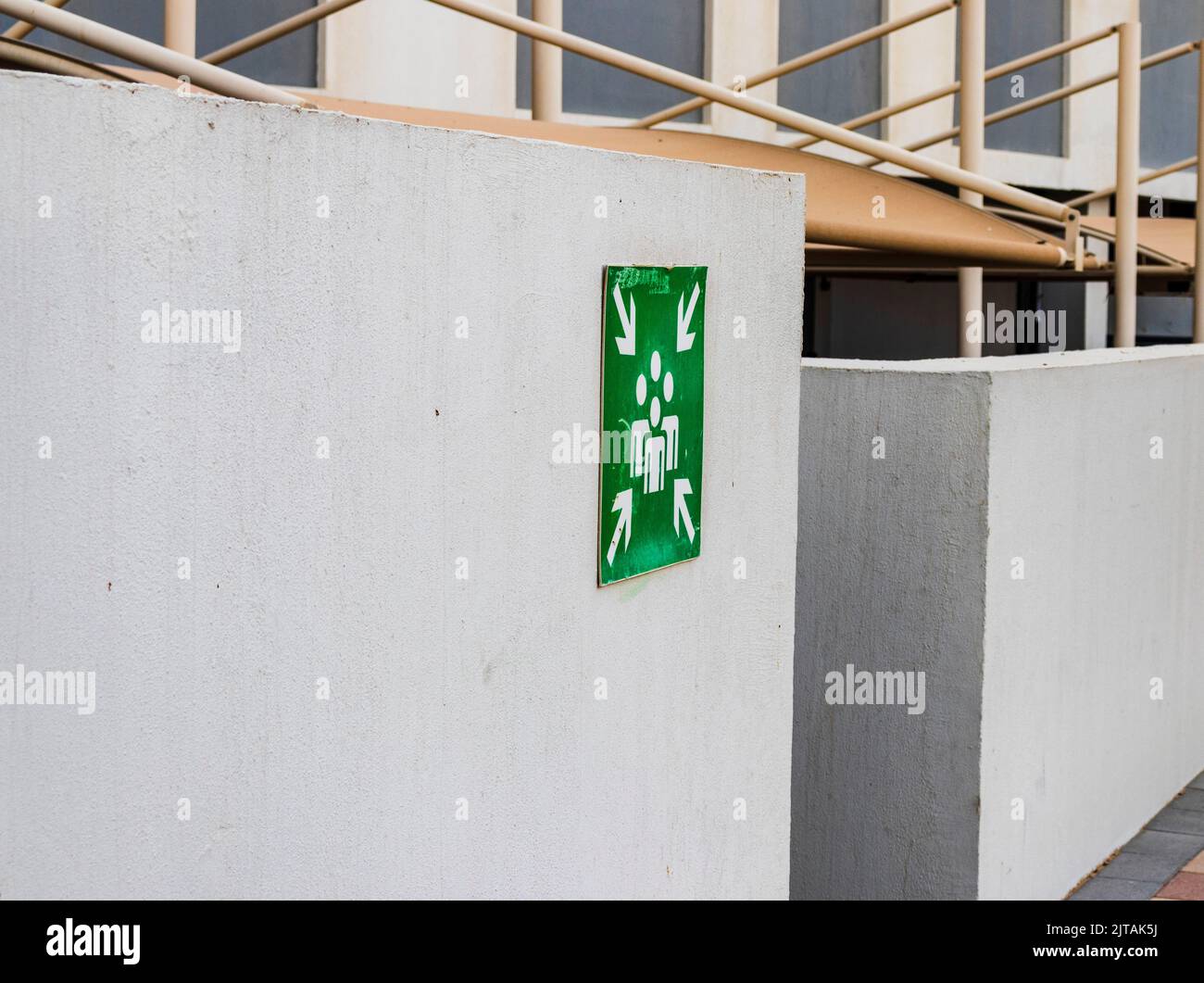 Close up shot of an assembly point signage Stock Photo - Alamy