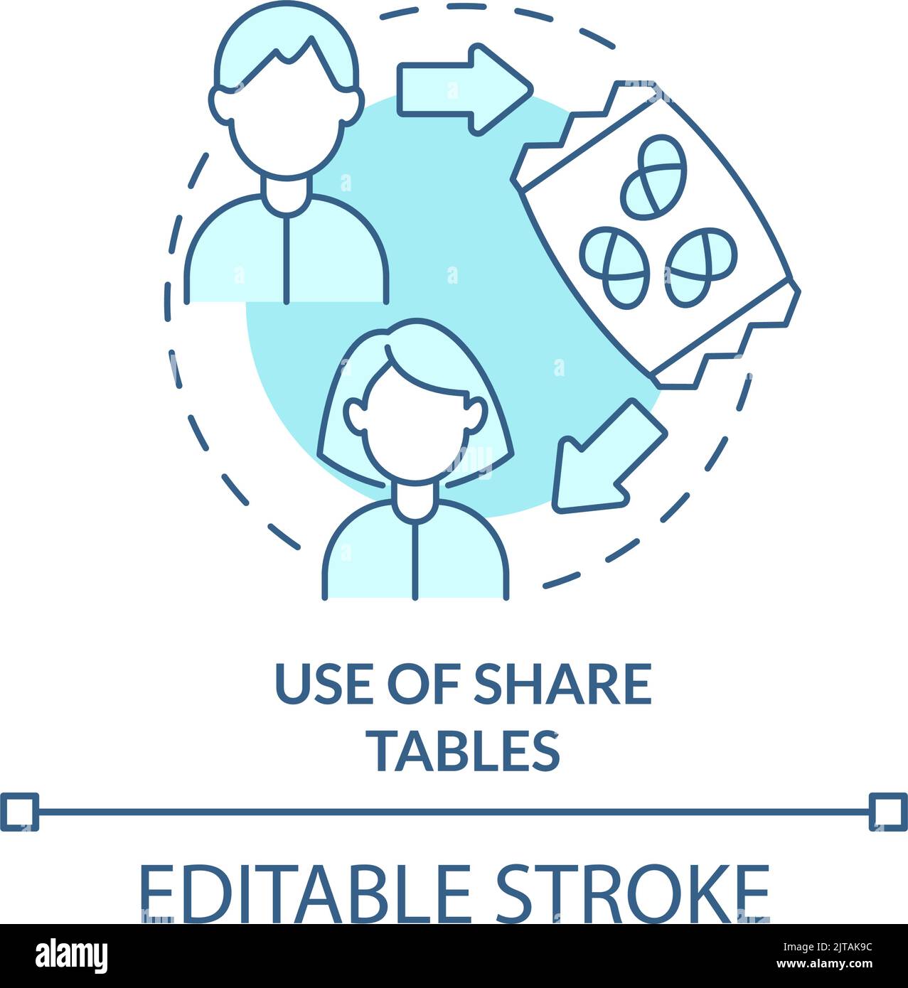 Use of share tables turquoise concept icon Stock Vector Image & Art - Alamy