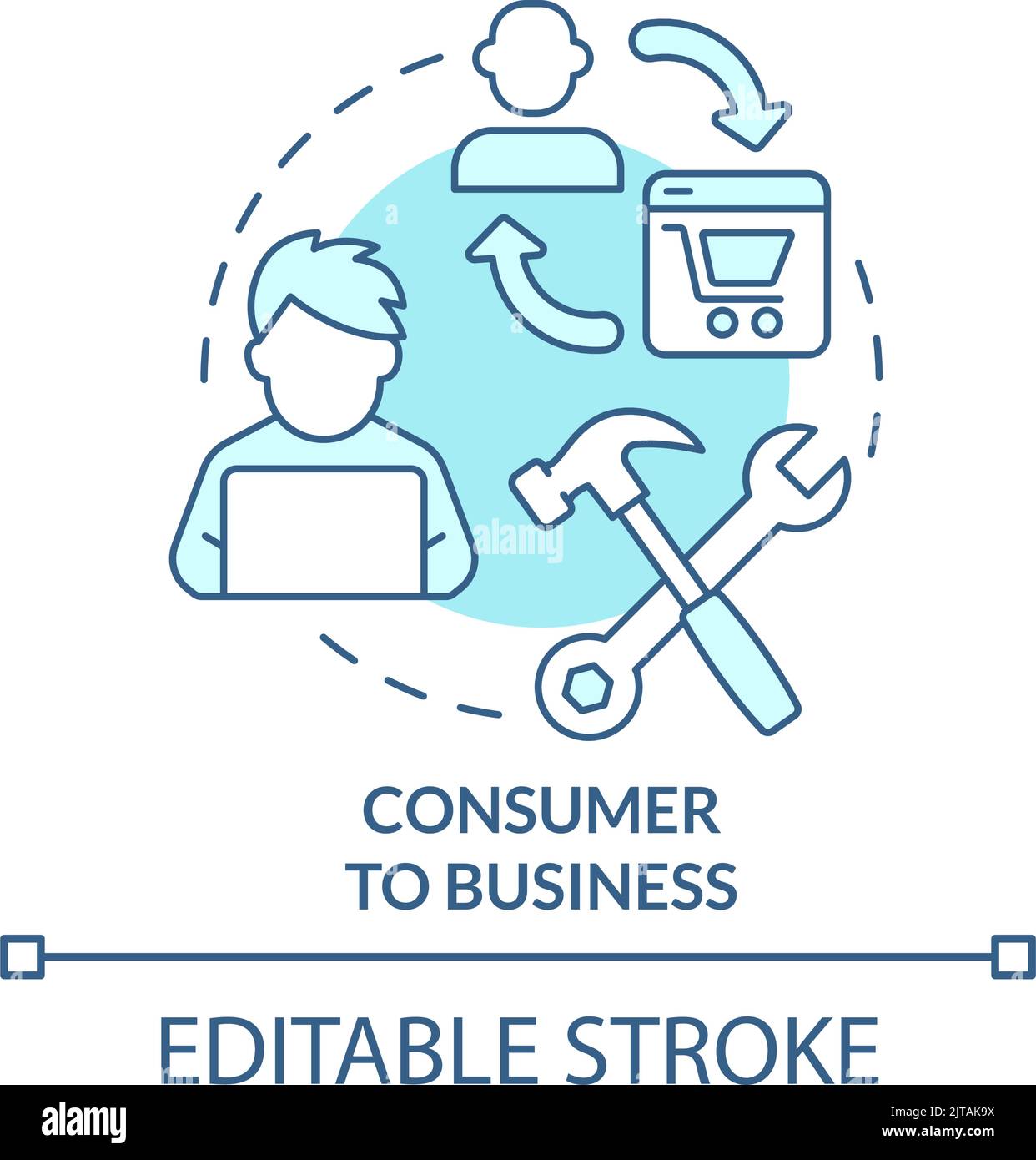 Consumer to business turquoise concept icon Stock Vector Image & Art - Alamy