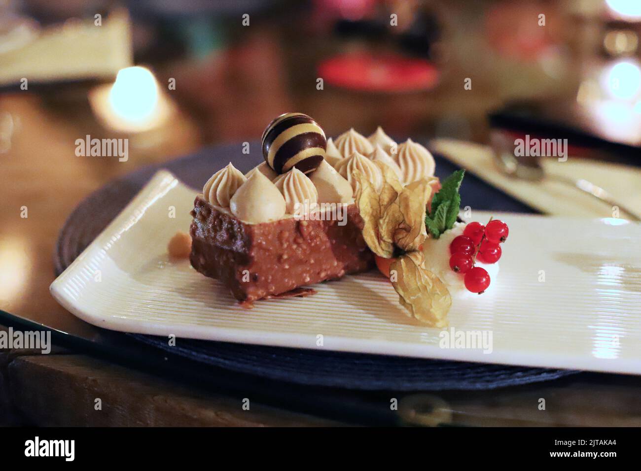 Luxurious chocolate dessert on a plate Stock Photo - Alamy