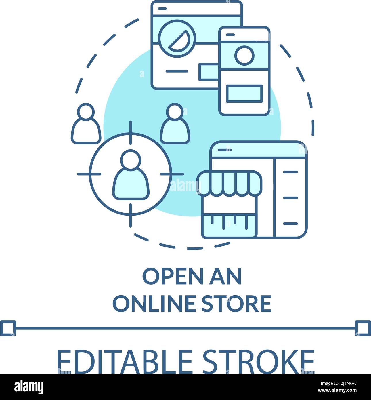 Open online store turquoise concept icon Stock Vector Image & Art - Alamy