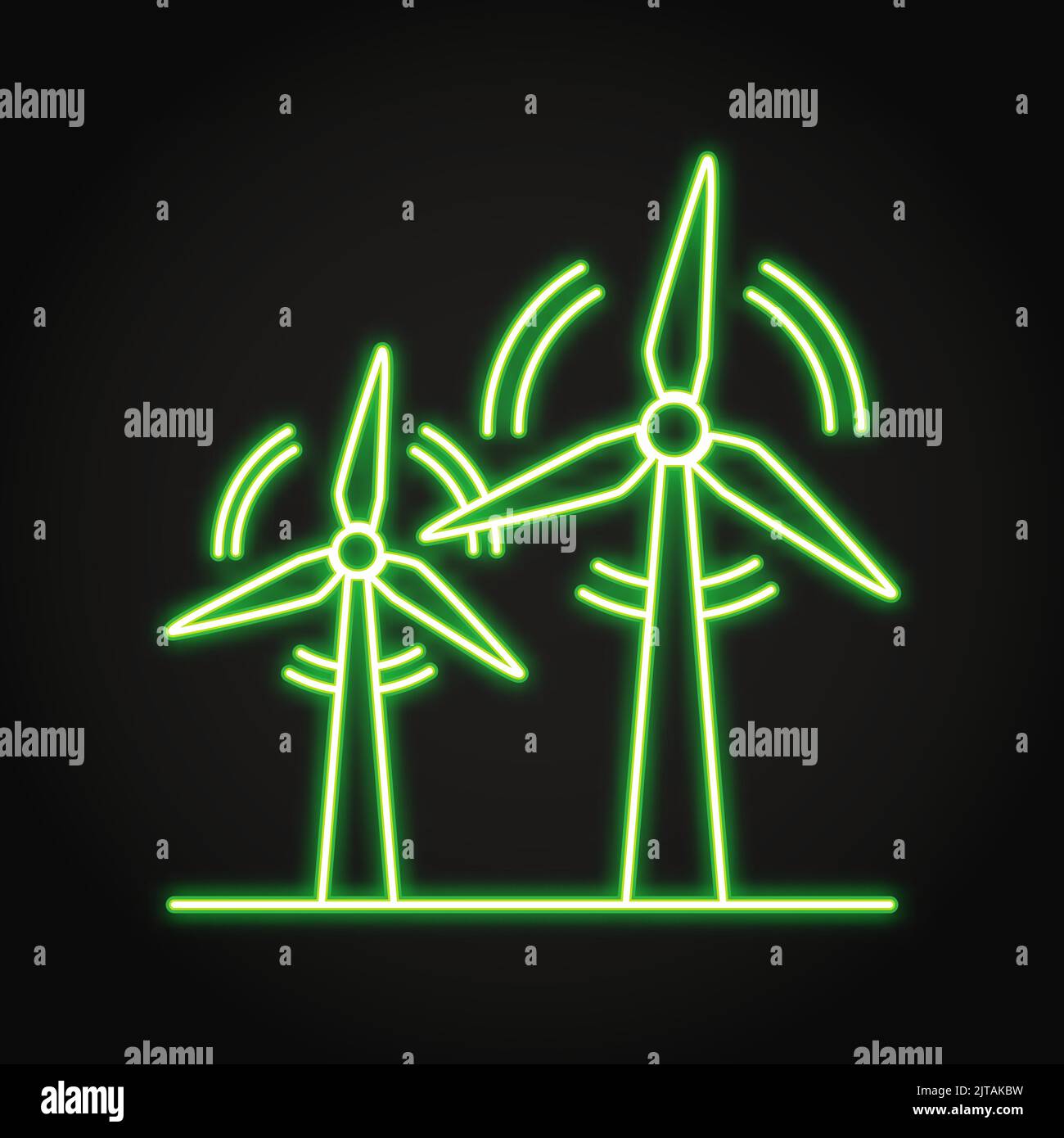 Neon wind turbine in line style. Renewable energy generator symbol ...