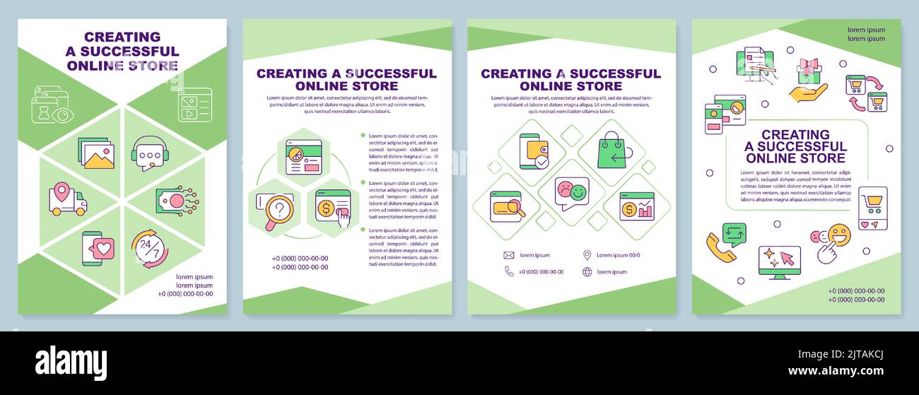 Creating successful online store green brochure template Stock Vector ... Creating successful online store green brochure template Stock Vector ...