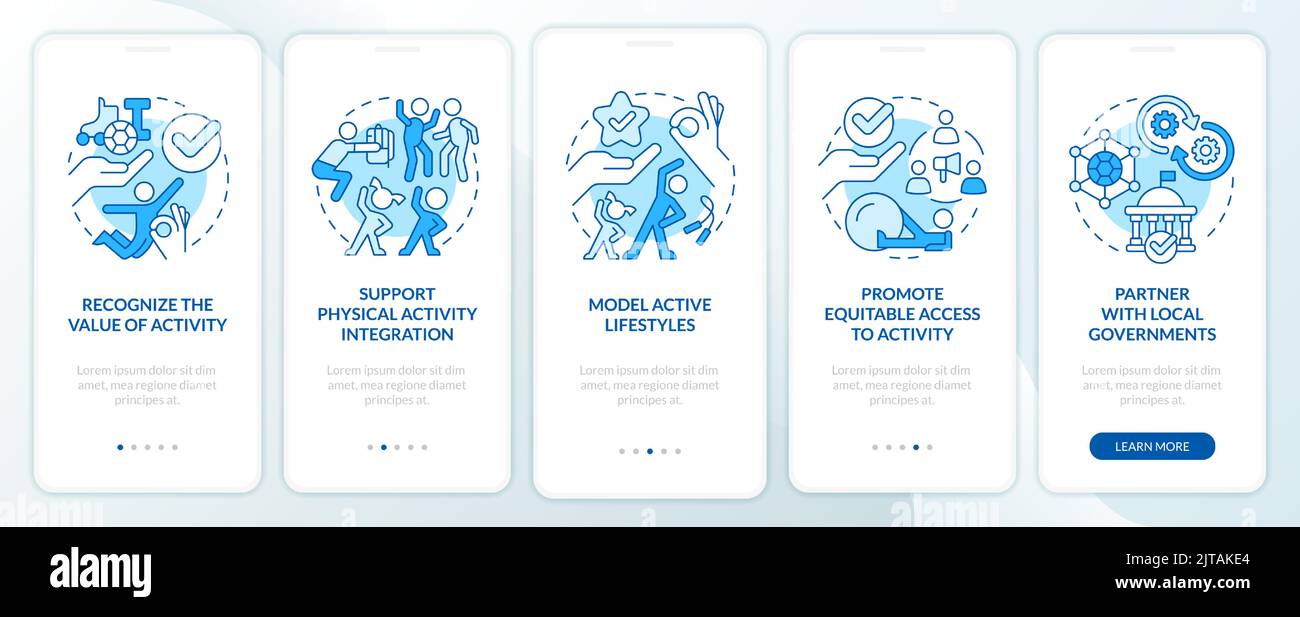 School leaders preparedness blue onboarding mobile app screen Stock ...