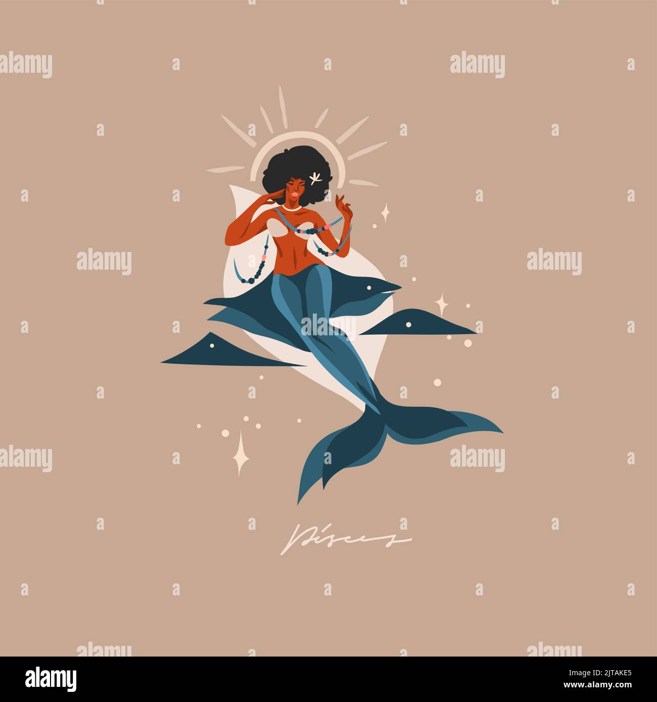 Hand drawn vector abstract graphic astrology illustration with modern ...