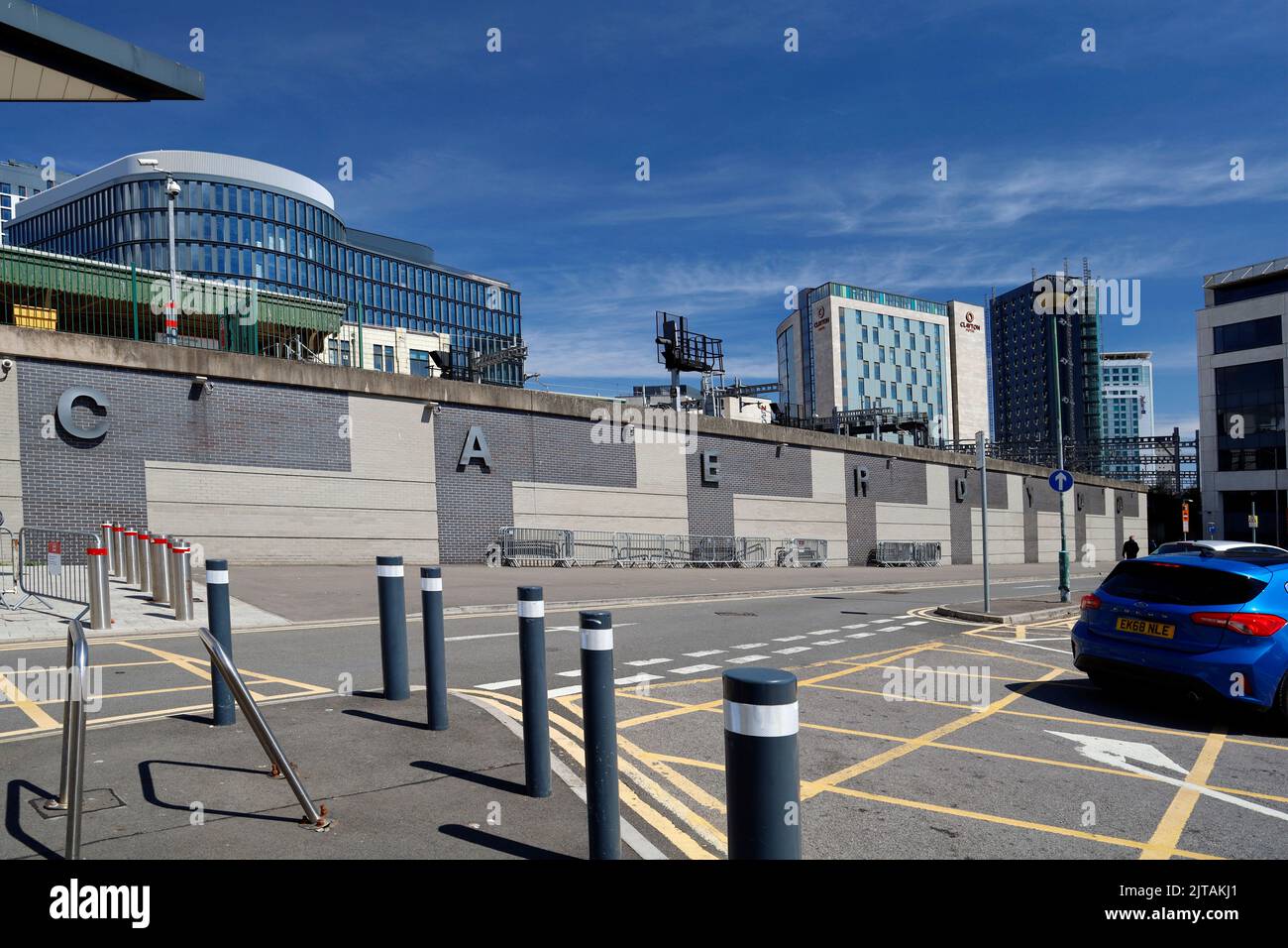 Cardiff Central Railway Station wall and signage, back entrance. August ...