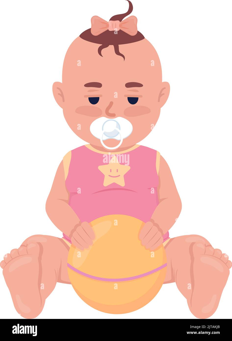 Upset baby girl with ball semi flat color vector character Stock Vector ...
