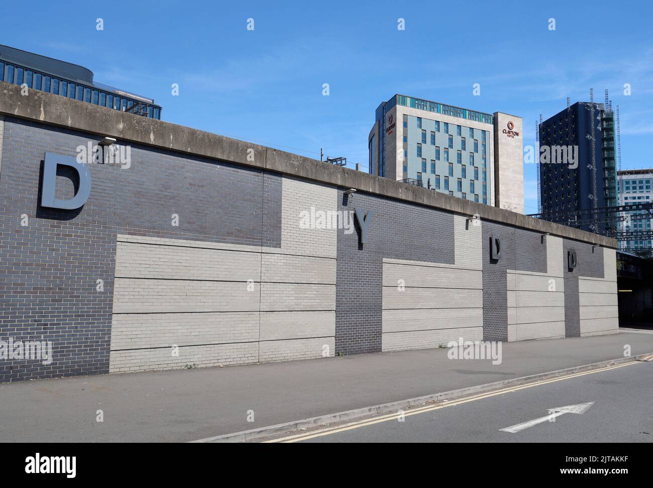 Cardiff Central Railway Station wall and signage, back entrance. August ...