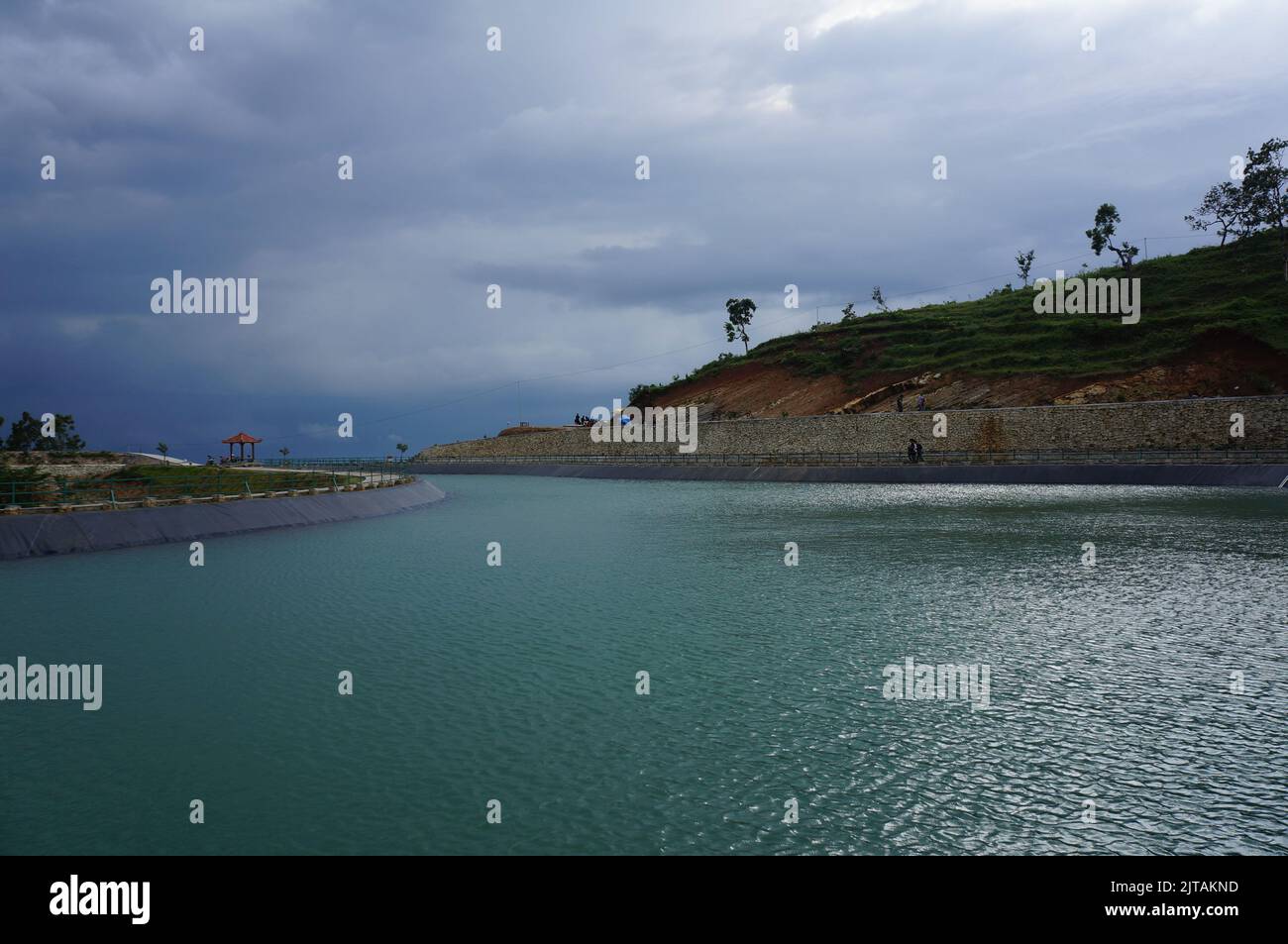 Scenery of Embung Sriten water pond in Yogyakarta, Indonesia for farm ...
