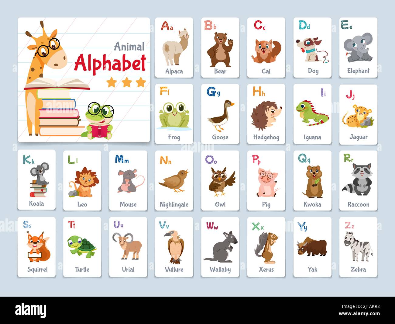 Alphabet flash cards for learning letters in kindergarten children. Kids ABC flashcard with ...
