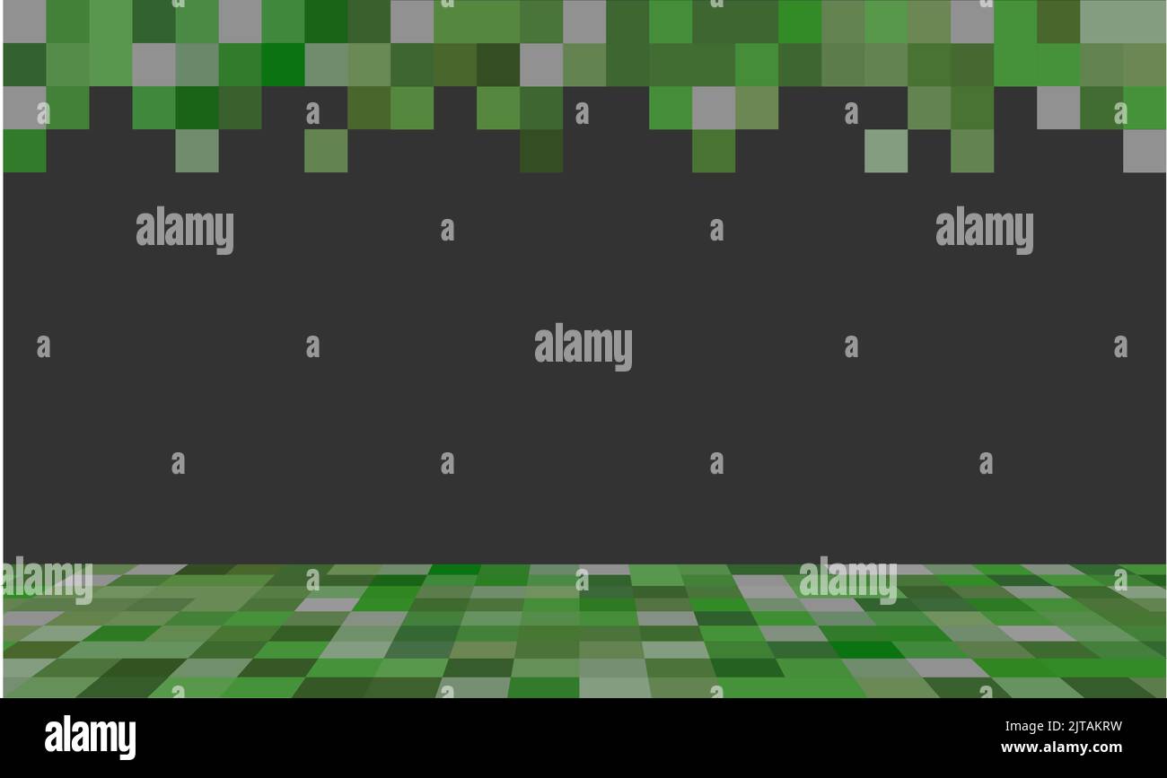 Abstract green color square pixel mosaic background illustration. Grass ...