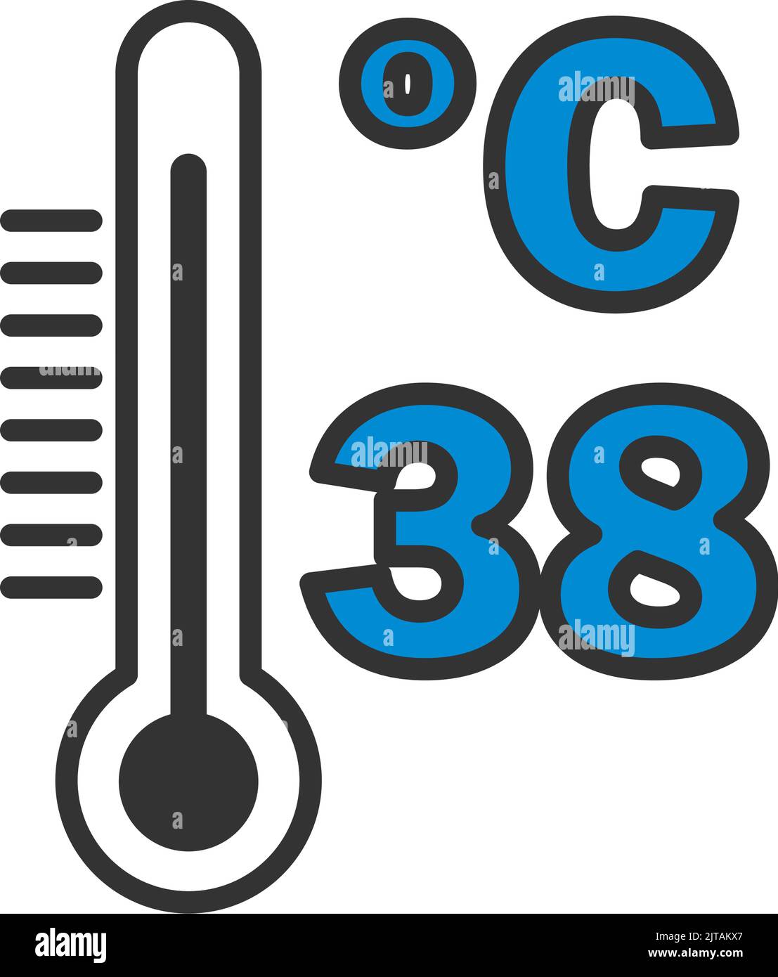 High Temperature Icon. Editable Bold Outline With Color Fill Design ...