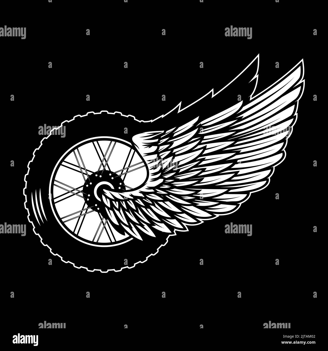 Winged wheel in monochrome style. Design element for logo, label, sign ...