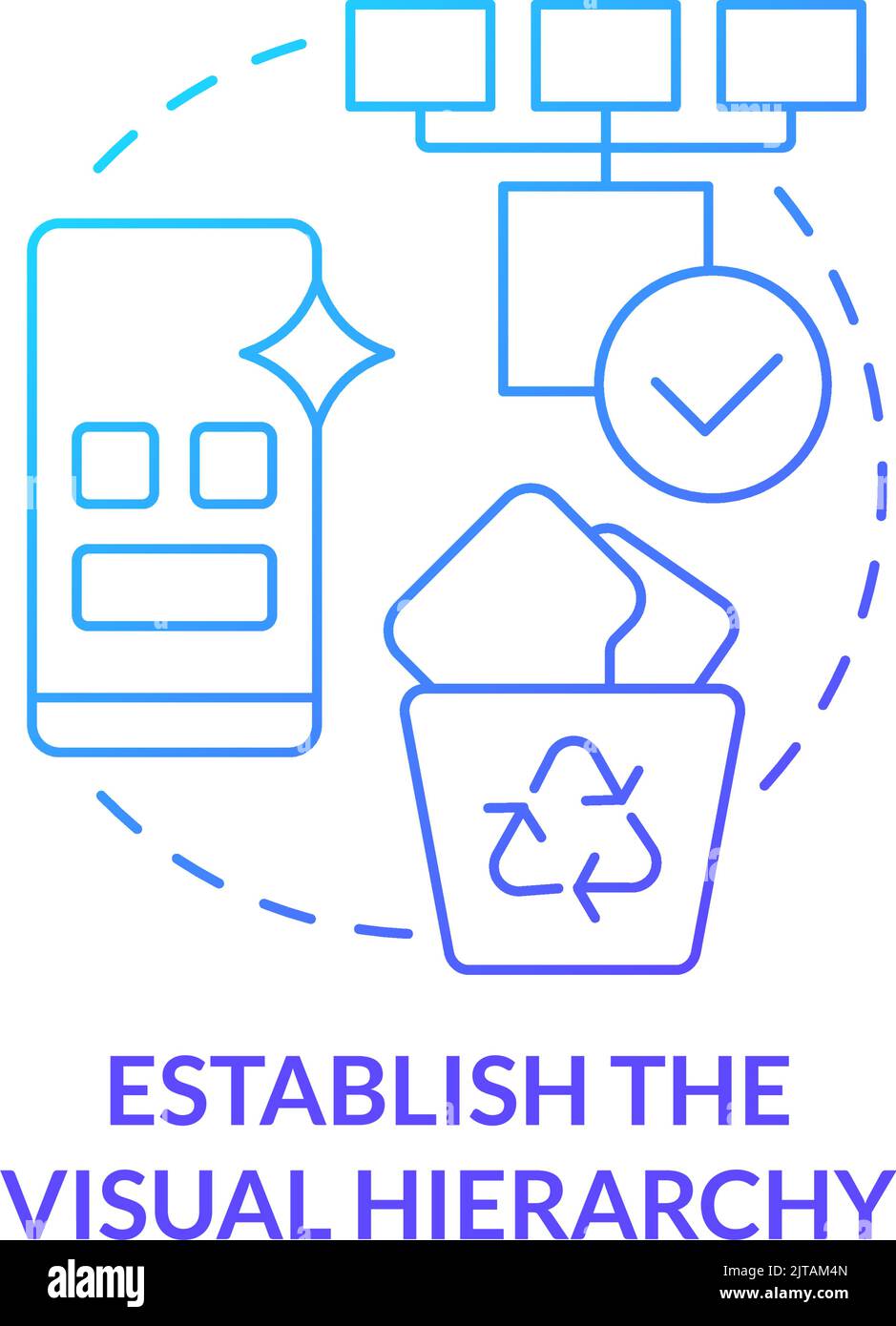 Establish visual hierarchy blue gradient concept icon Stock Vector ...