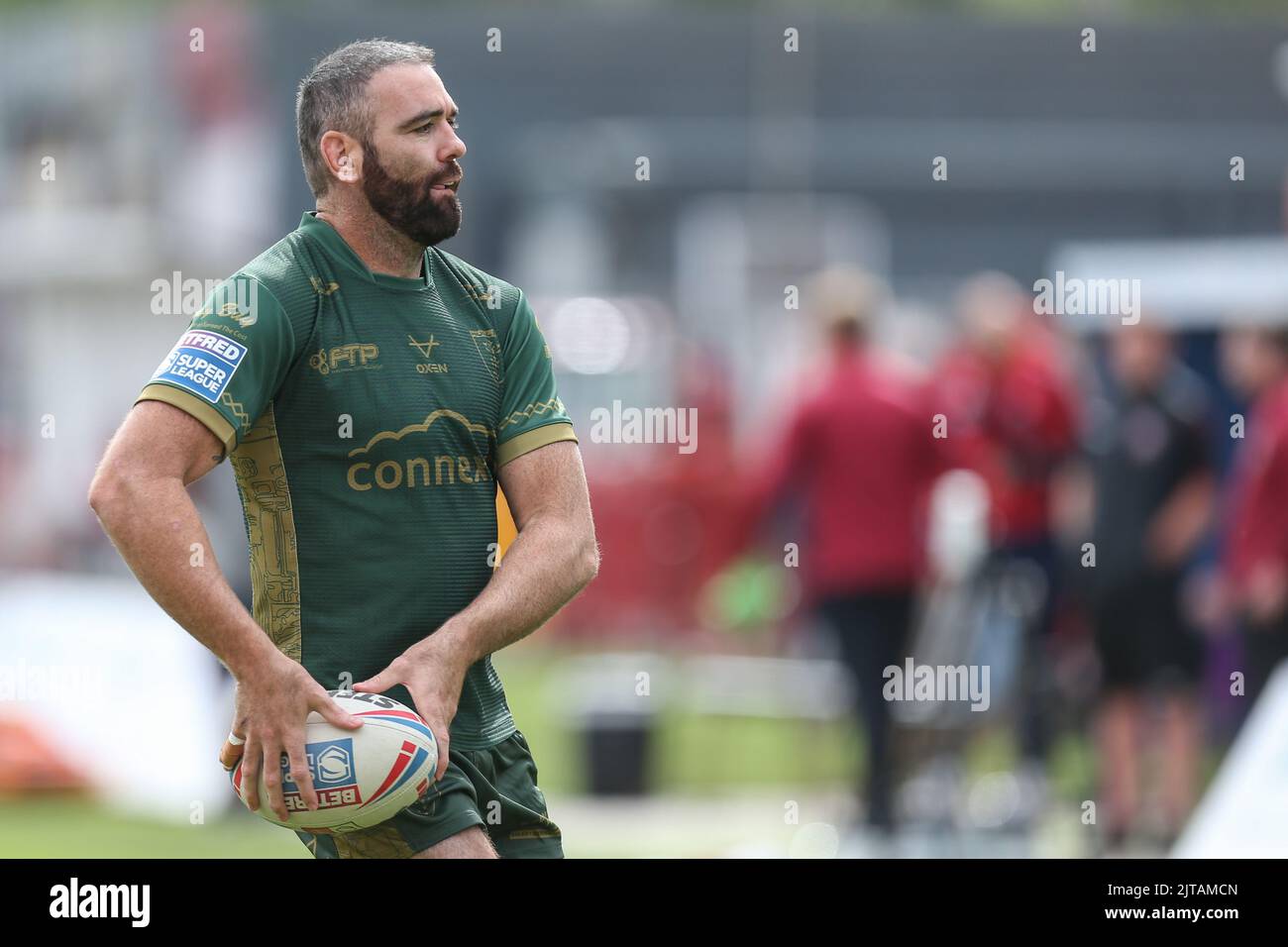 Kane Linnett #12 of Hull KR during pre-game warm up Stock Photo - Alamy