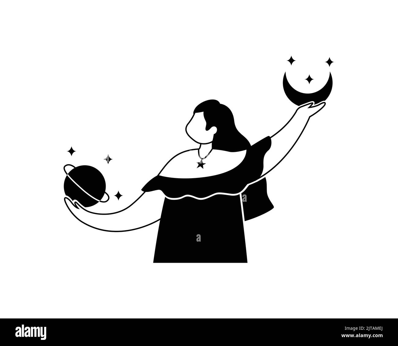 Esoteric illustration sun moon Black and White Stock Photos & Images ...