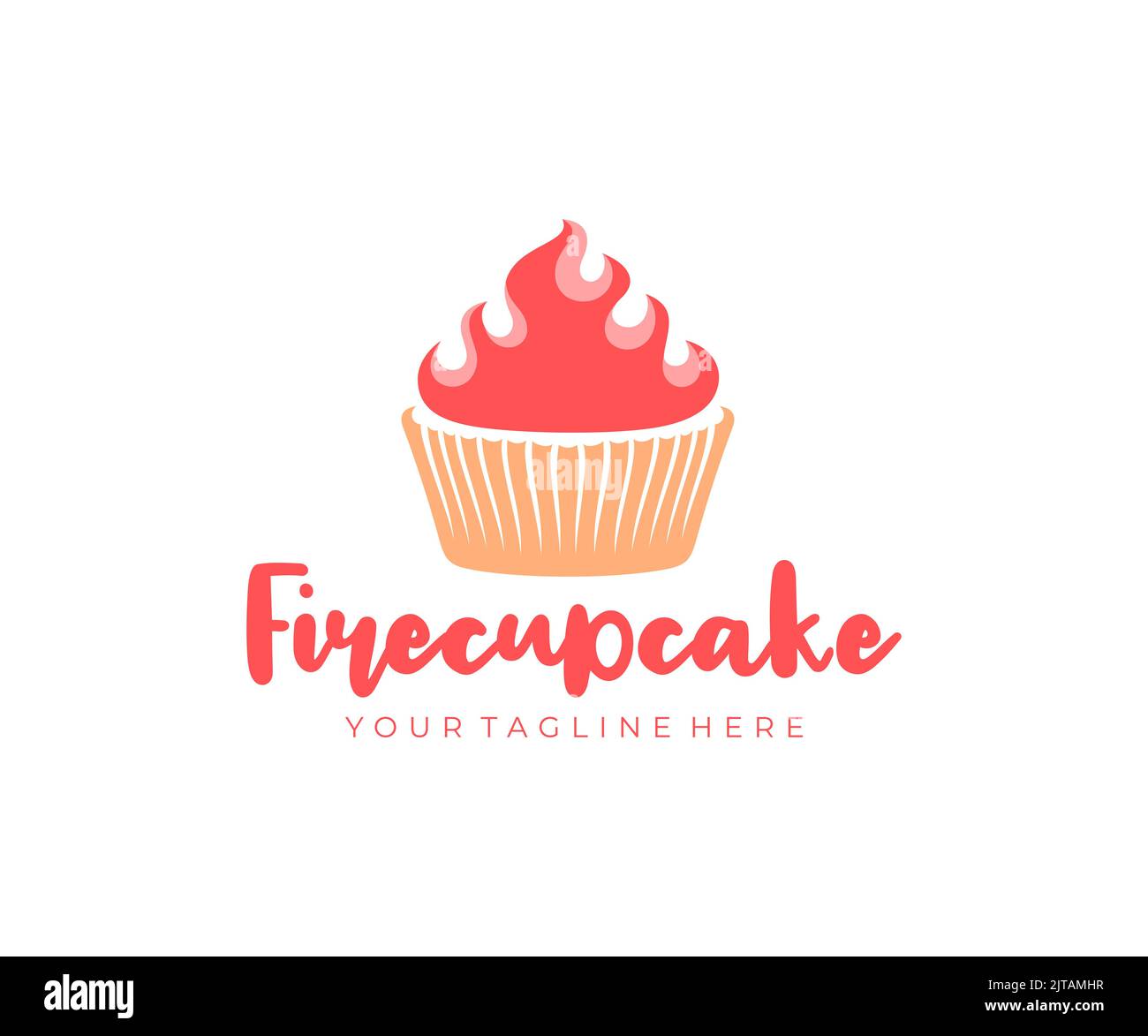Cupcake with fire, sweet food, muffin and confectionery, logo design ...