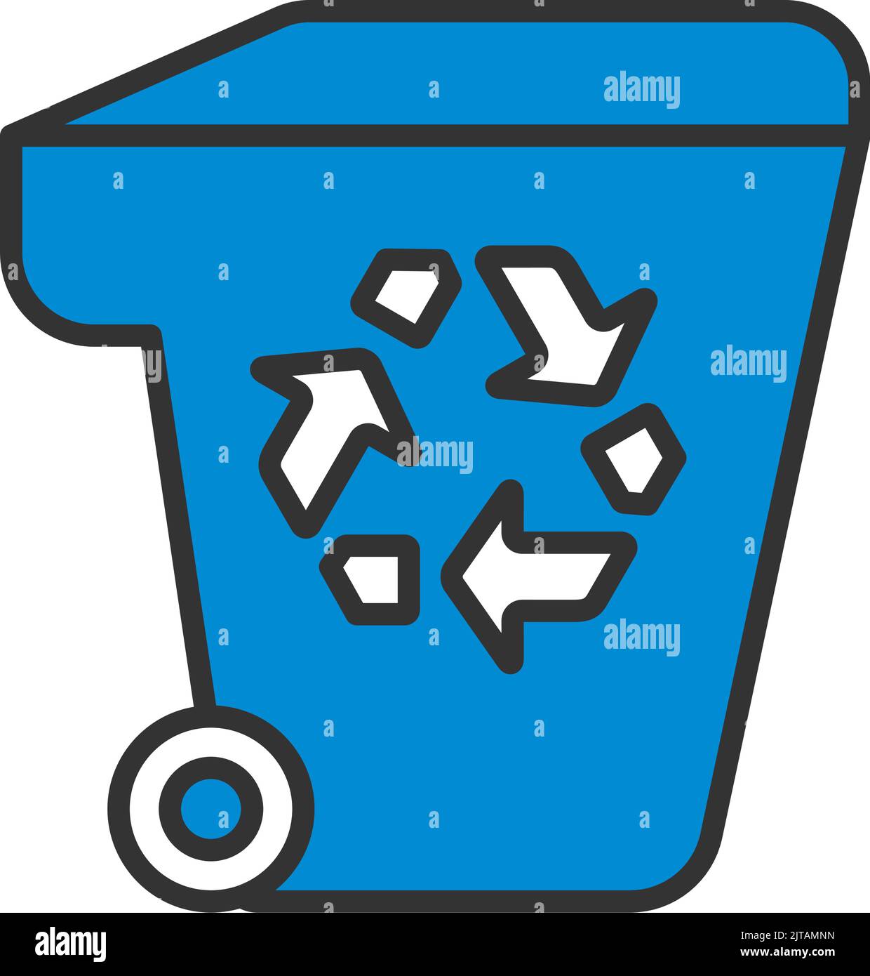 Garbage Container With Recycle Sign Icon. Editable Bold Outline With ...