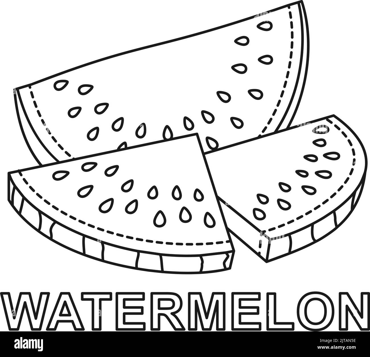Black and white 3 watermelon slices. Healthy vegan food poster Coloring ...