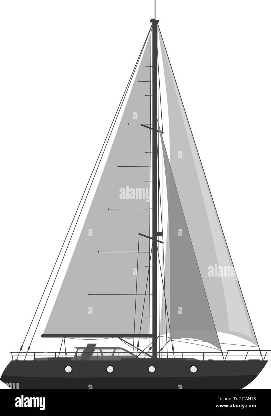 Sailing yacht isolated on white background. Vector Stock Vector Image ...