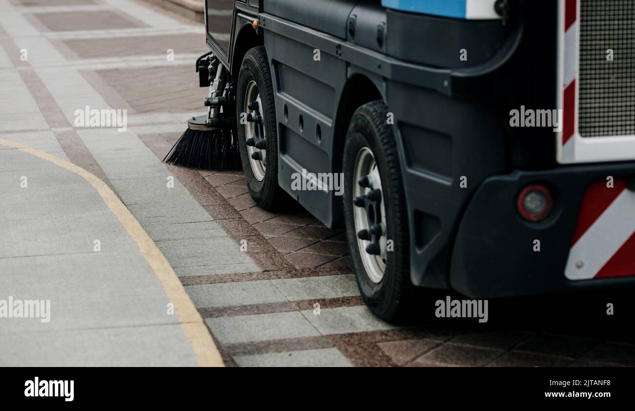 special municipal truck brushes of street cleaning machine. Street ...