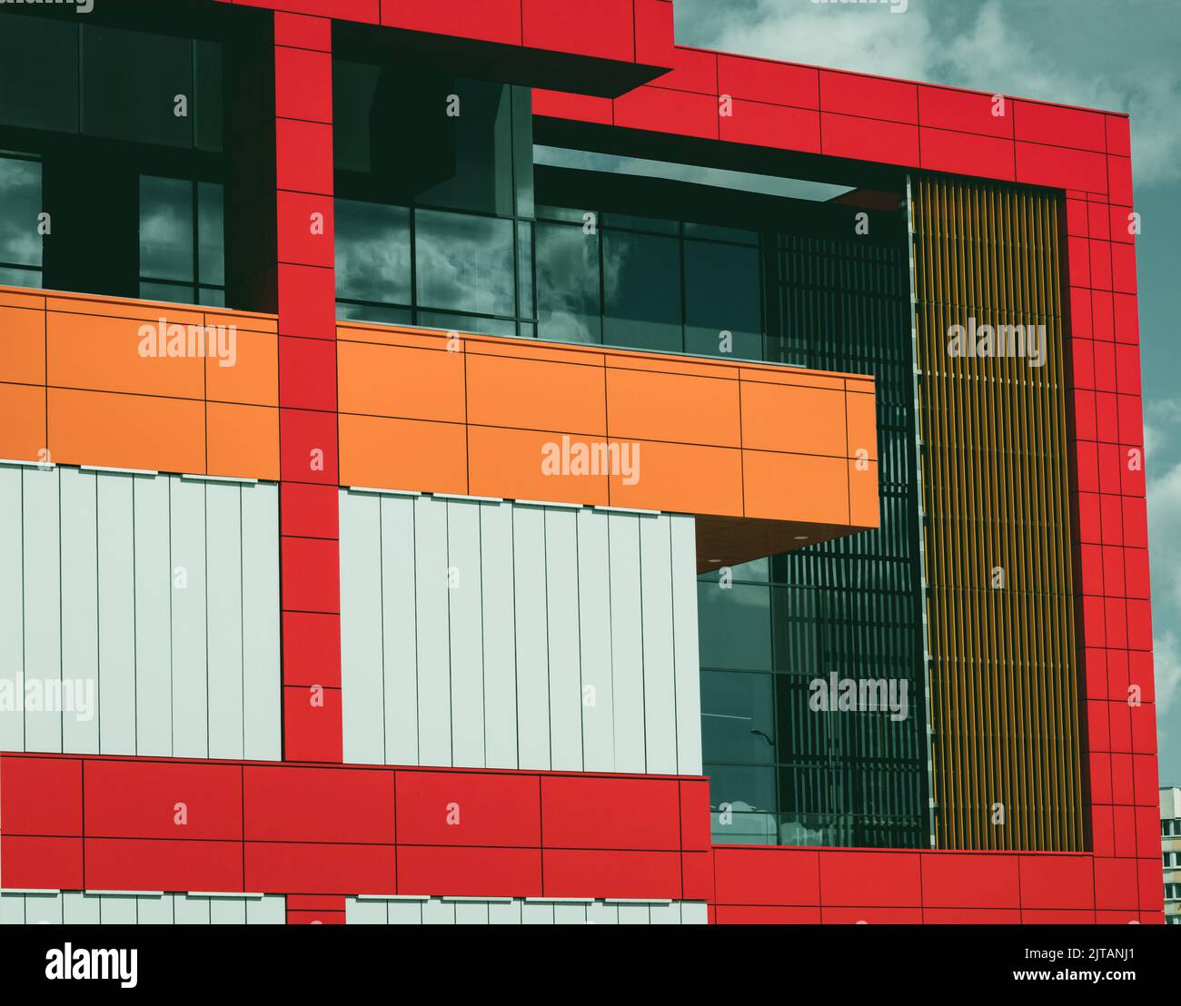 Modern building windows. Multistory new multicolored apartment building ...