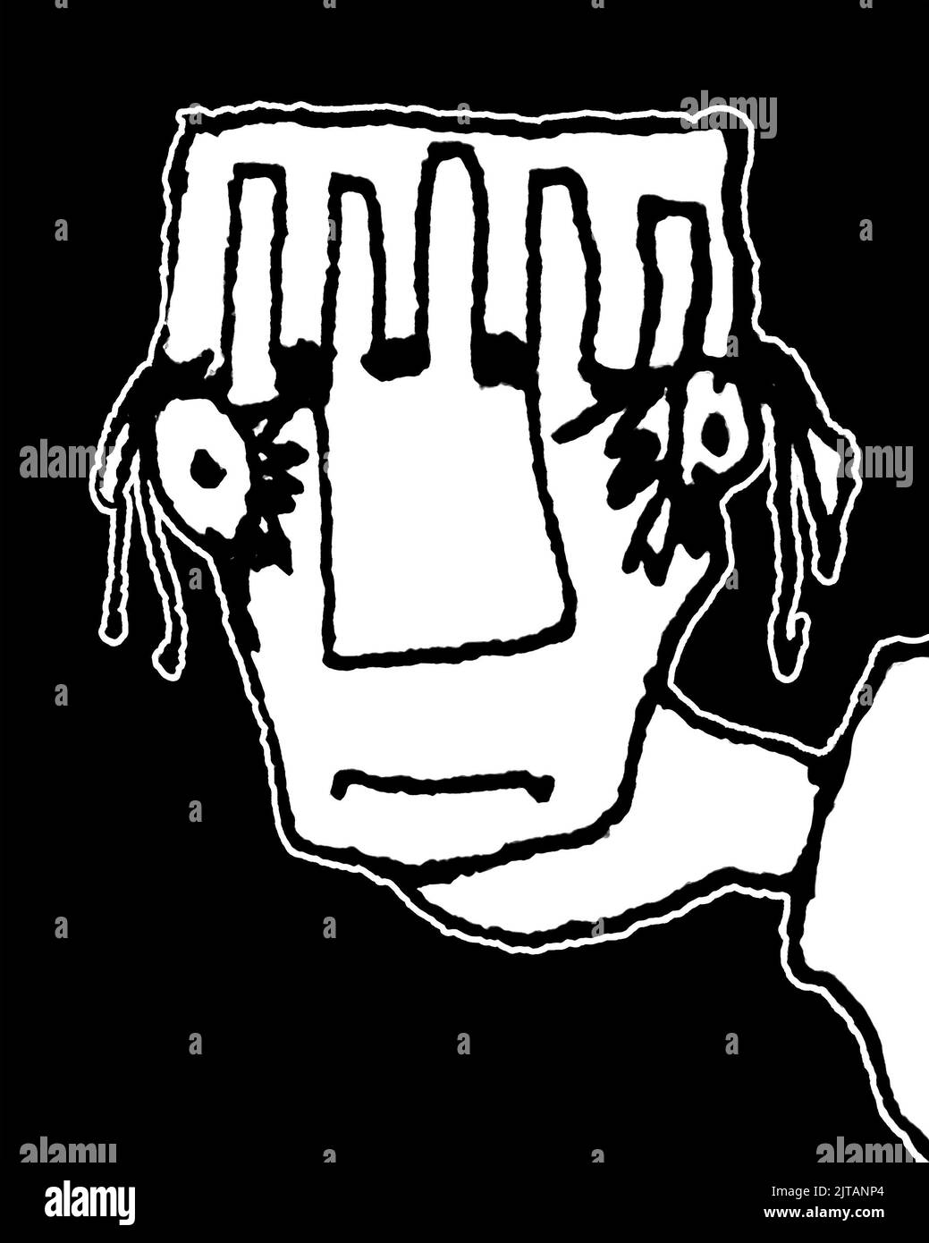 Funny sketchy style man black and white caricature drawing Stock Photo ...