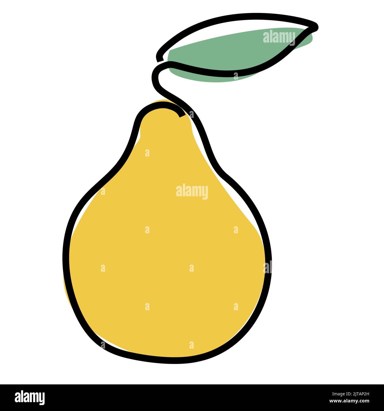 Simple color continuous one line drawing of an pear fruit. Hand drawn ...