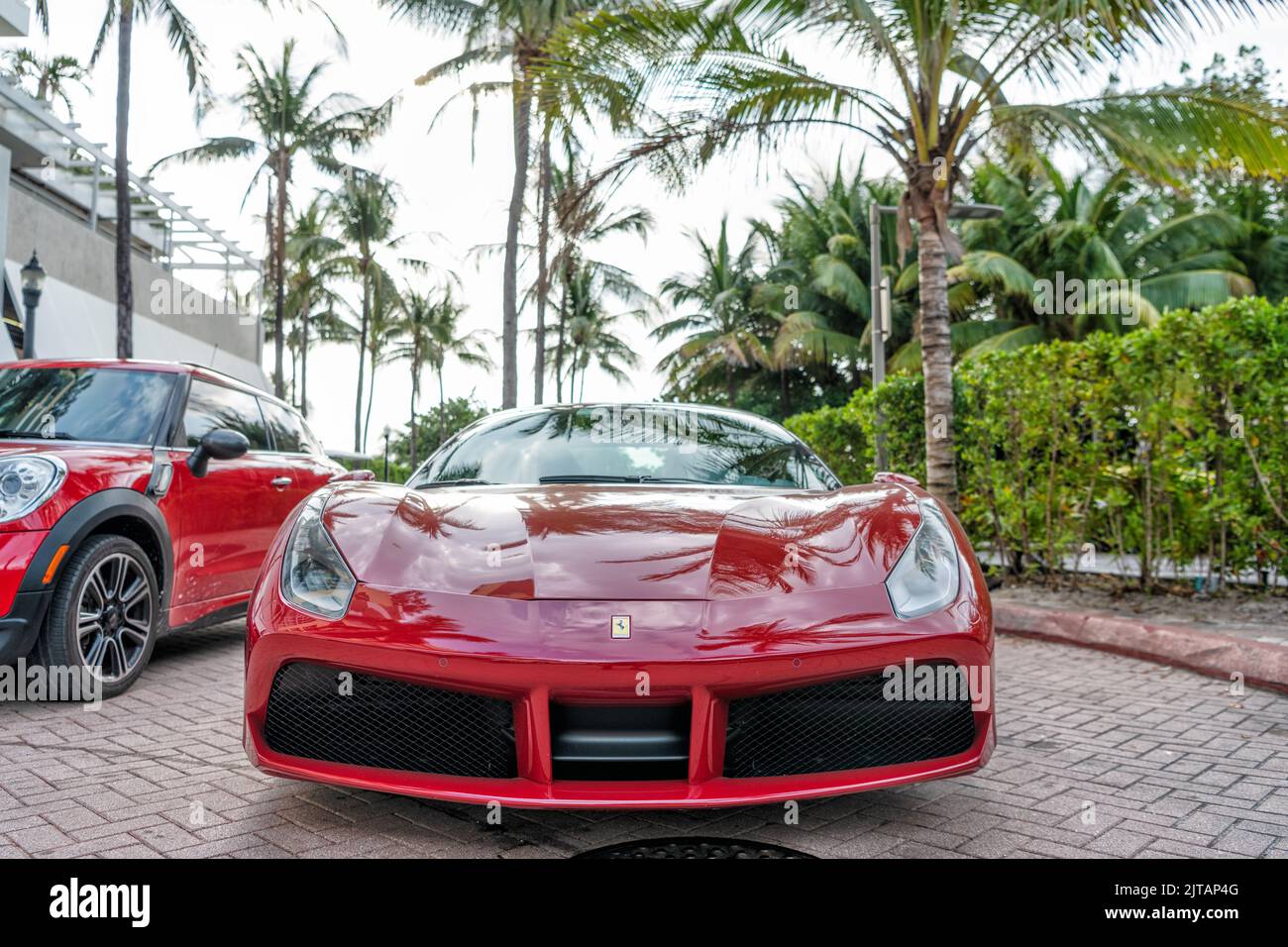 Miami Beach, Florida USA - April 18, 2021: red Ferrari 488 GTB with ...